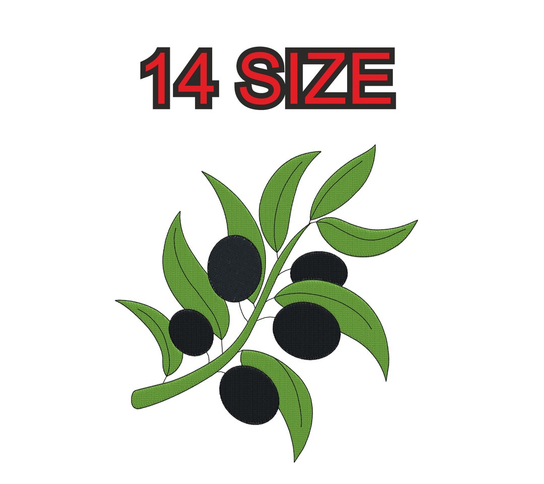 Embroidery Design Olive Branch Multiple Size Silhouette Patch Instant ...