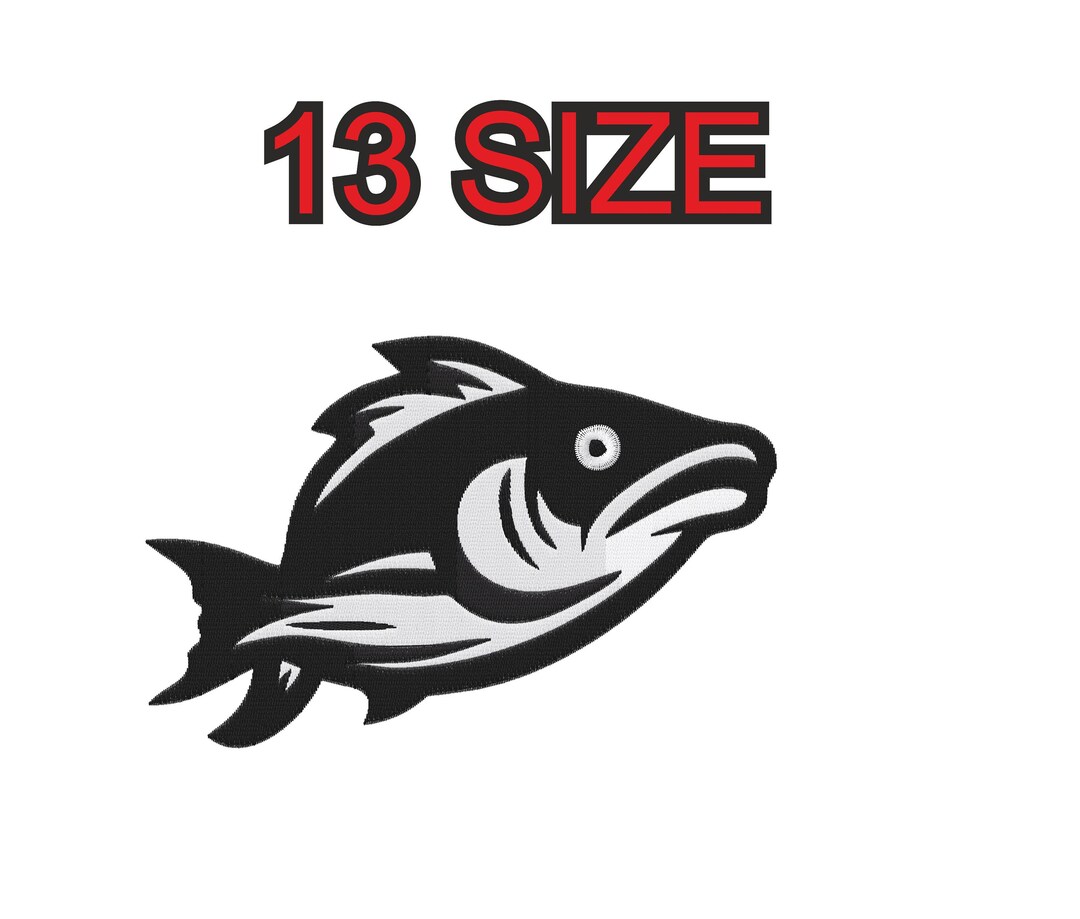 Embroidery Design Fish Trout Carp Perch Multiple Size Patch Instant Download Files Patterns ...