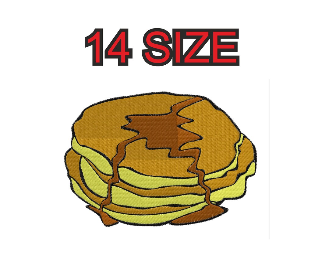 Embroidery Design Pancakes Stack Multiple Size Silhouette Patch Instant ...