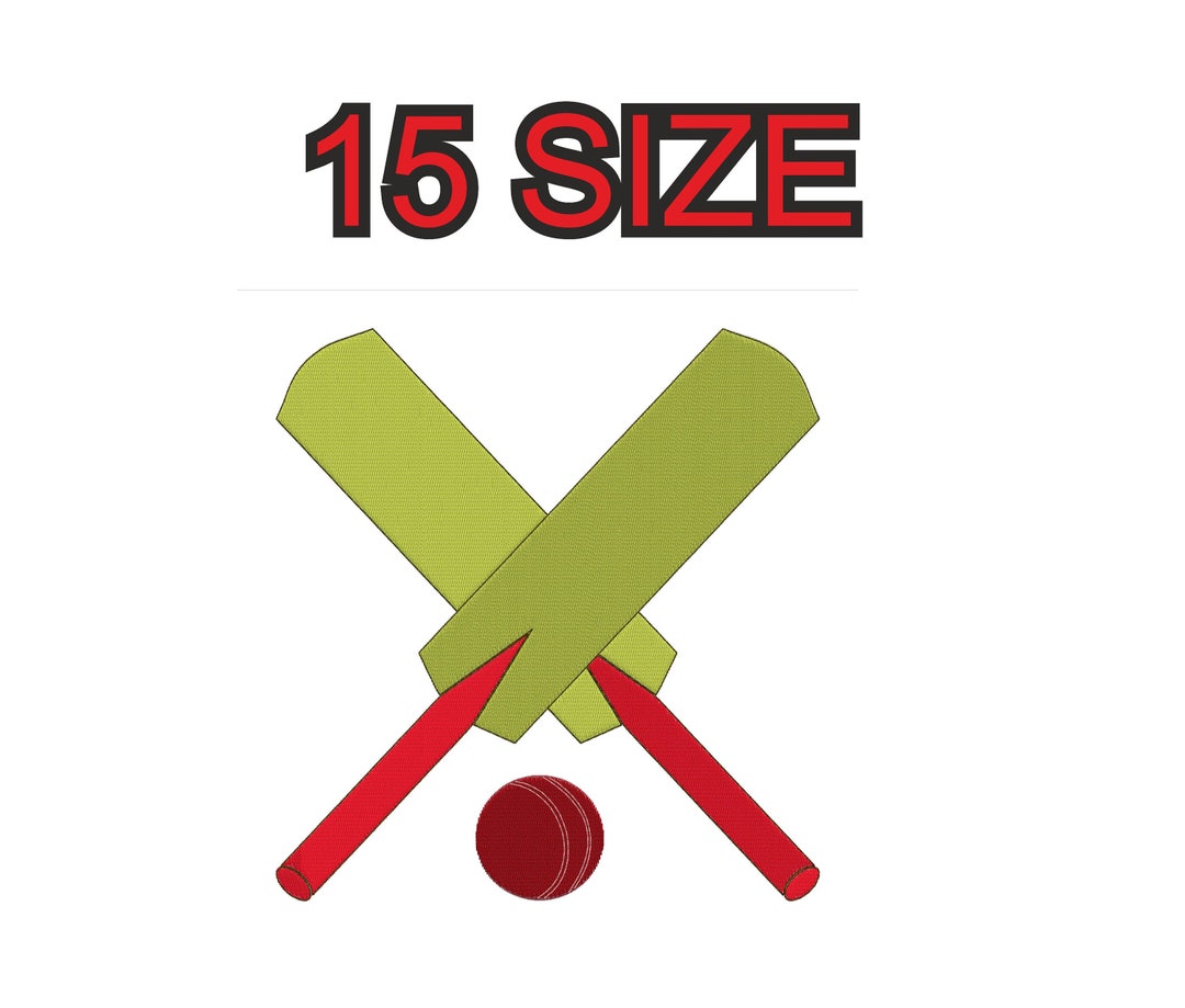 Embroidery Design Cricket Set Split Bat Multiple Size Silhouette Patch ...