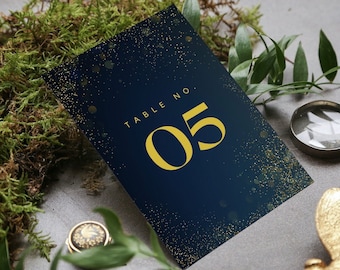 Navy and Gold Table Numbers | Table Names | Personalised Table Numbers ...
