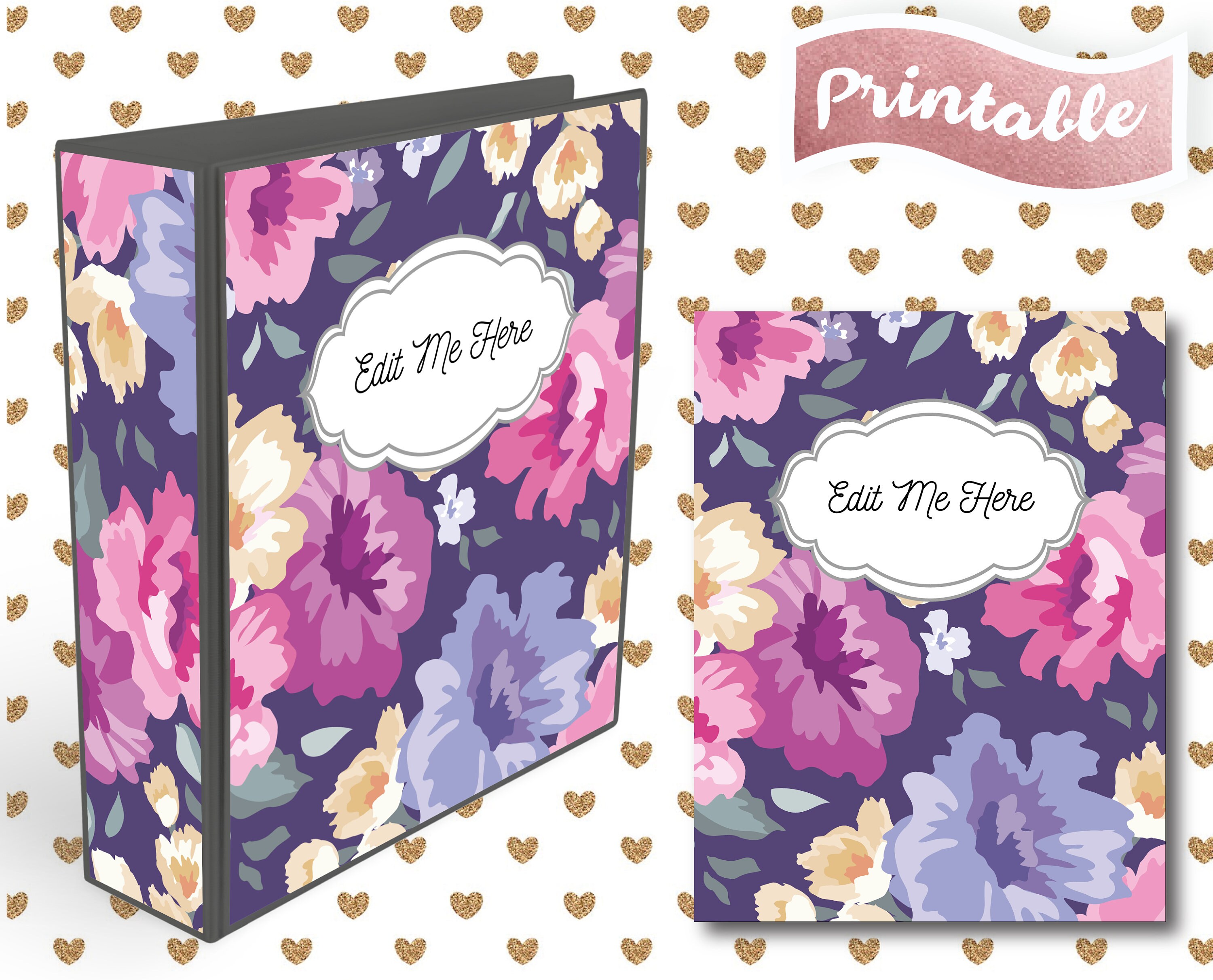 FLORAL Binder Cover 1 unique design & 5 spine sizes with and | Etsy