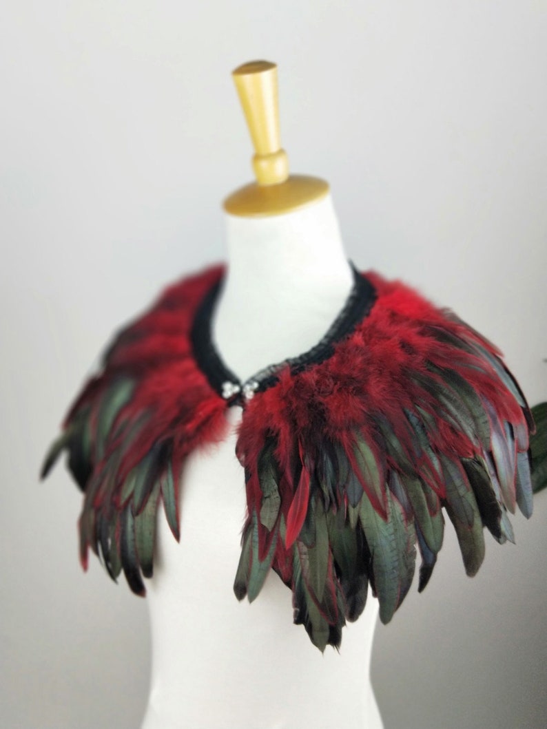 Deluxe Black&red Feather Collar or Cape, Fantasy Feather Collar for ...