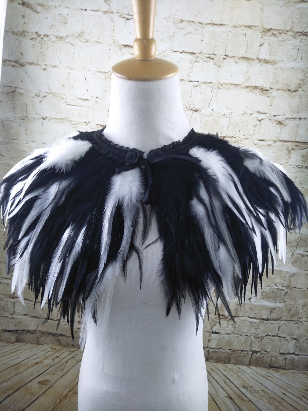 Deluxe White&black Feather Collar or Cape, Fantasy Feather Collar for ...