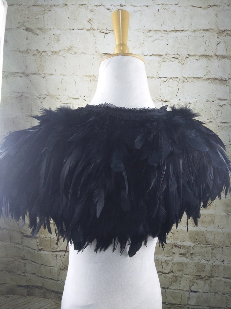 Deluxe Black Feather Collar or Cape, Fantasy Feather Collar for Events ...