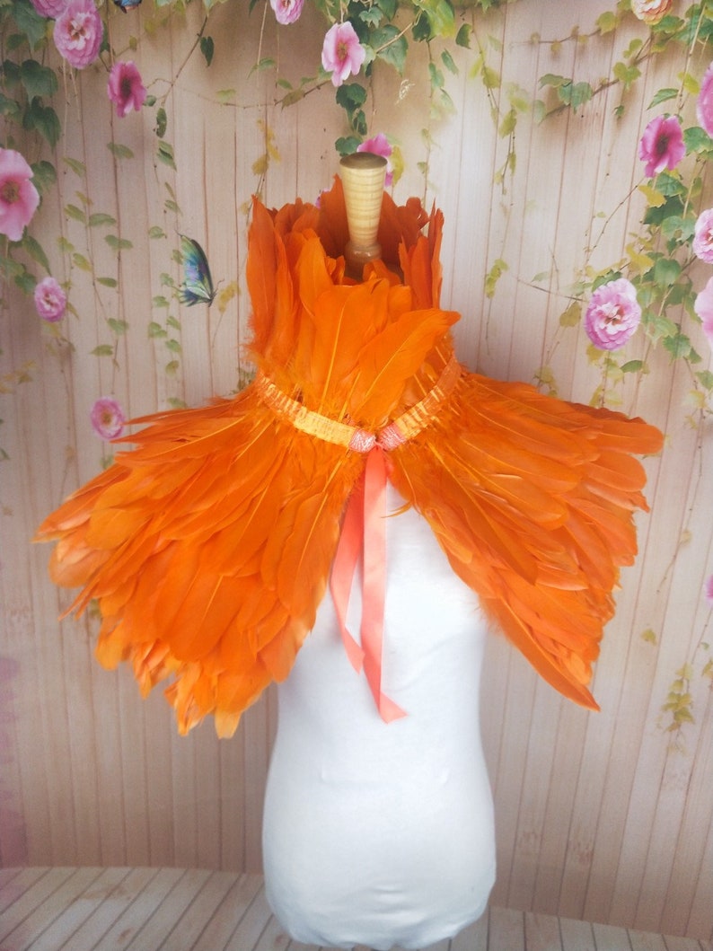 Deluxe Orange Feather Collar or Cape Fantasy Feather Collar - Etsy
