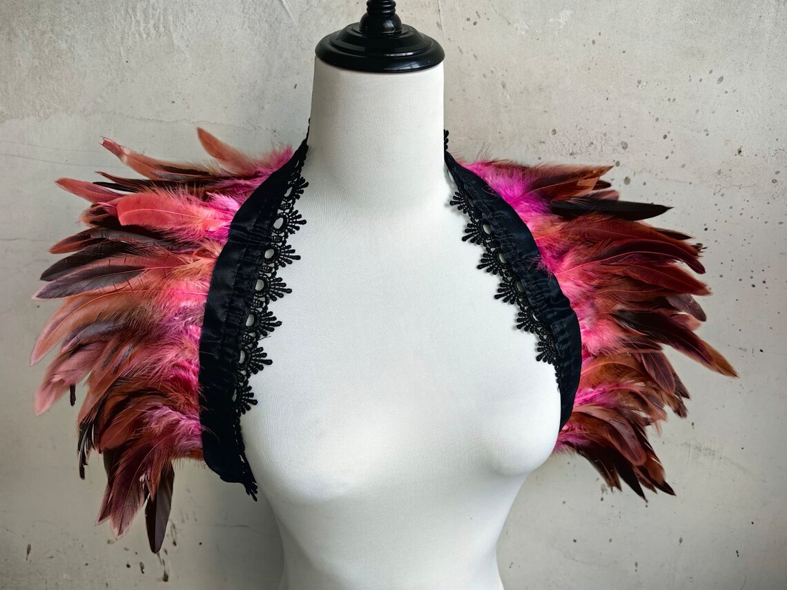 Deluxe Pink Feather Collar or Cape, Fantasy Feather Collar for Events ...