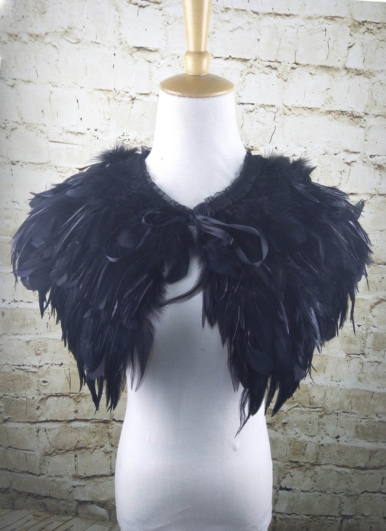 Deluxe Black Feather Collar or Cape, Fantasy Feather Collar for Events ...