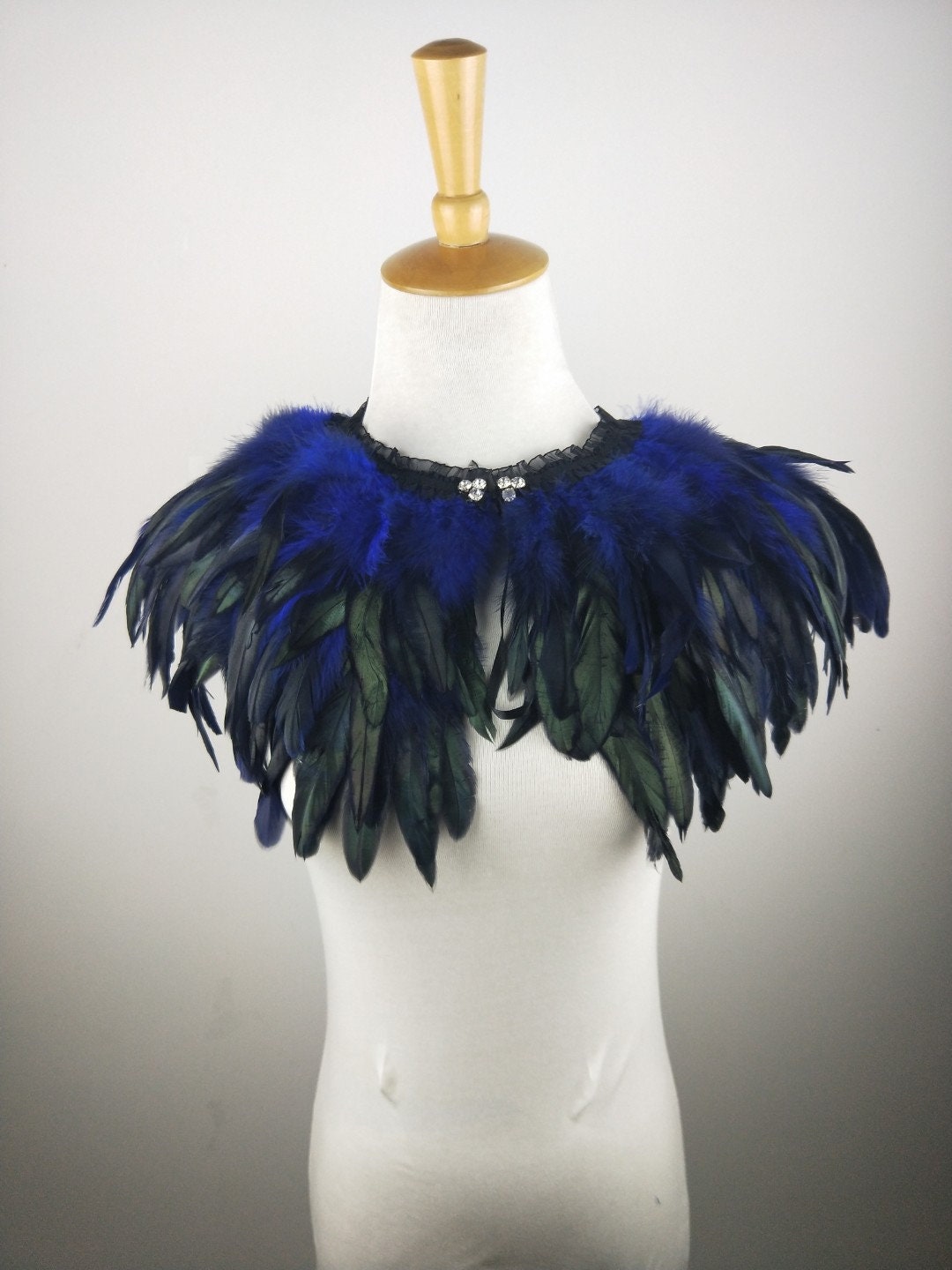 Deluxe Royal Blue Feather Stripe Collar or Cape Fantasy - Etsy
