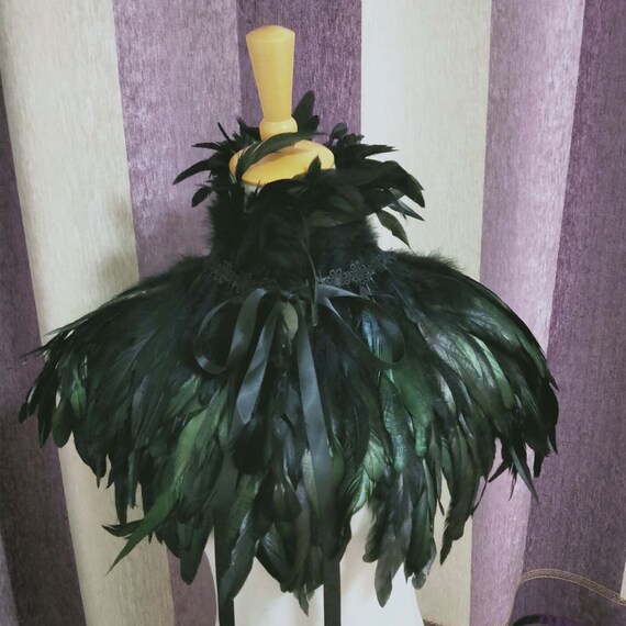 Col ou cape en plumes noires de luxe col en plumes fantaisie - Etsy France
