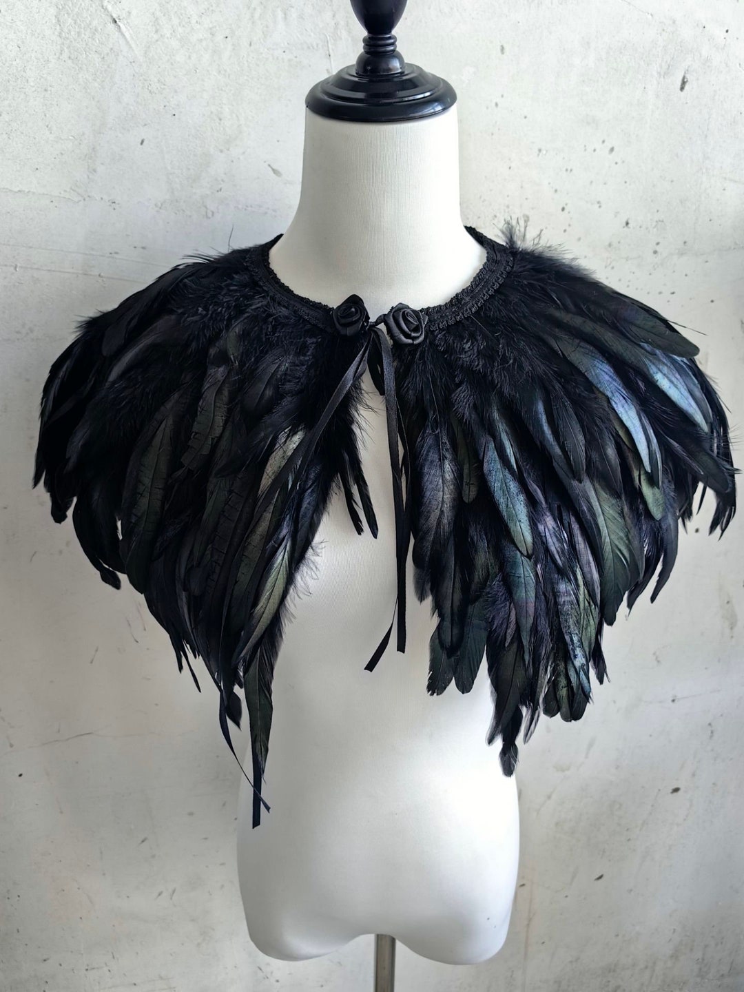 Deluxe Black Feather Collar or Cape, Fantasy Feather Collar for Events ...