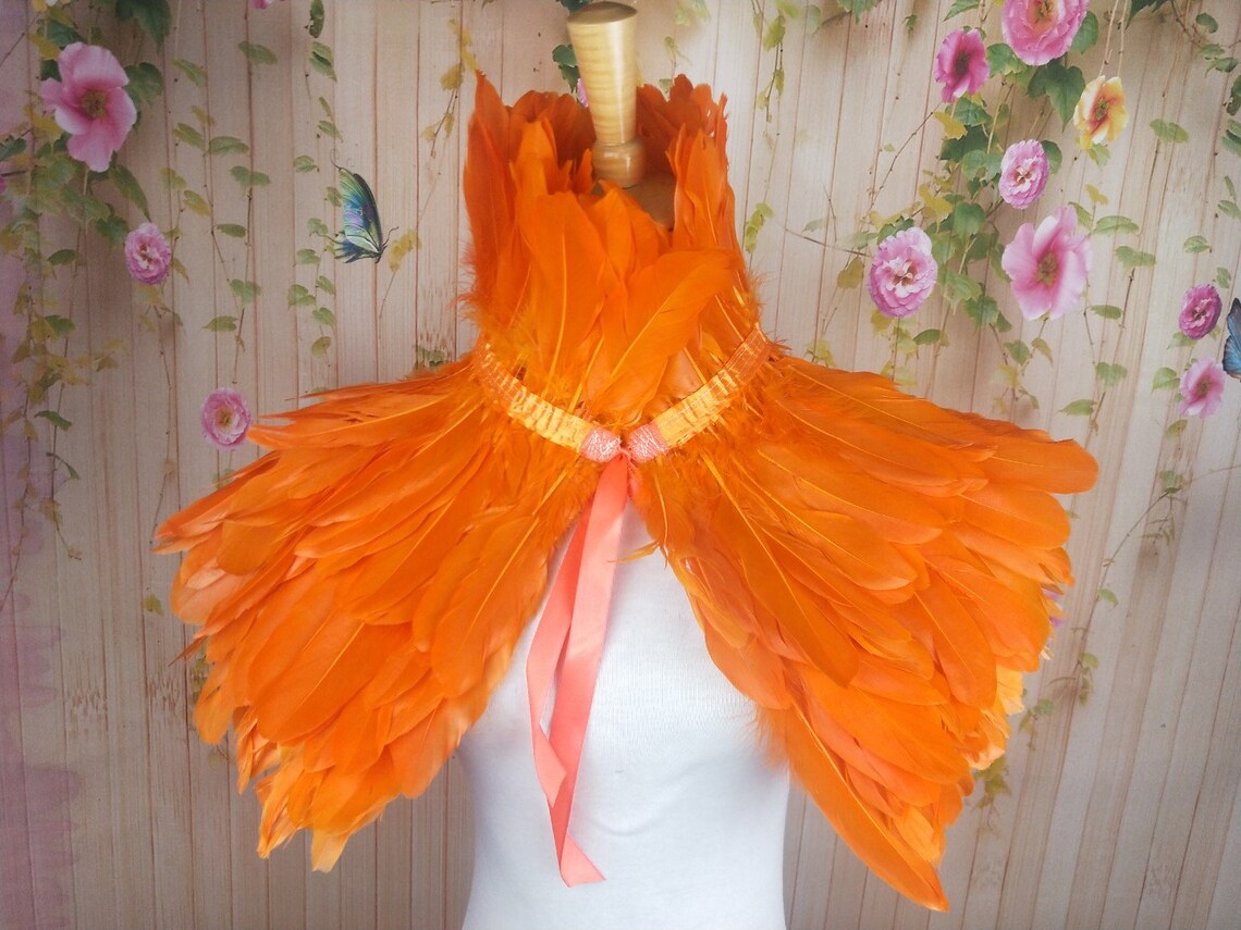Deluxe Orange Feather Collar or Cape Fantasy Feather Collar - Etsy