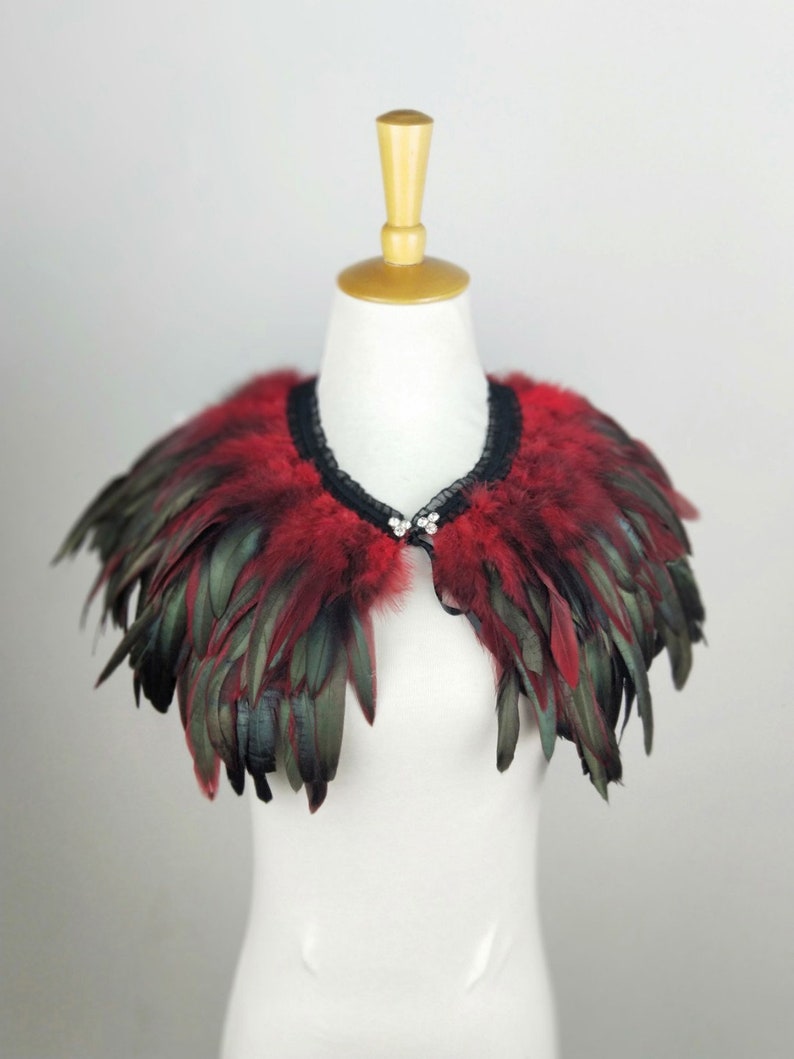 Deluxe Black&red Feather Collar or Cape, Fantasy Feather Collar for ...