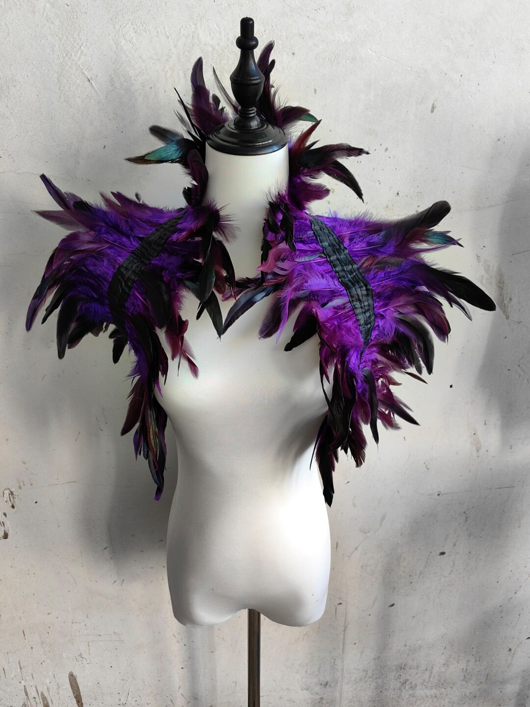 Deluxe Purple Feather Collar or Cape, Fantasy Feather Collar for Events ...
