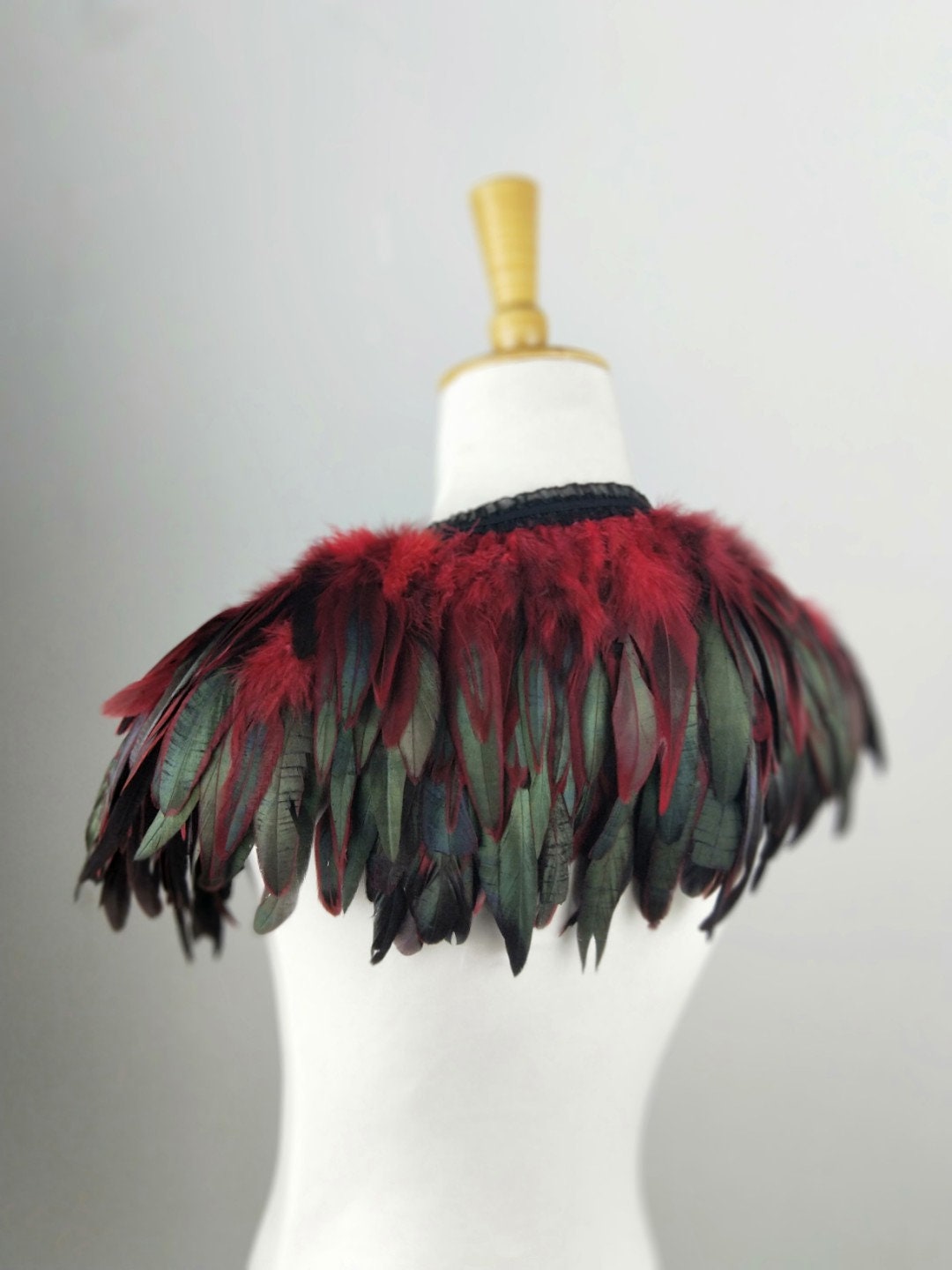 Deluxe Black&red Feather Collar or Cape, Fantasy Feather Collar for ...