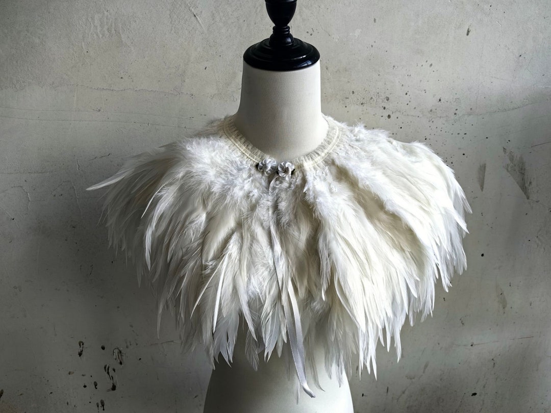 Deluxe White Feather Stripe Collar or Cape, Fantasy Feather Collar for ...