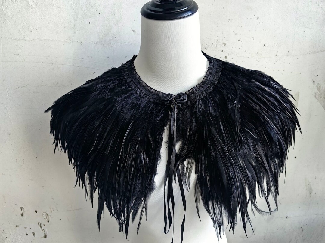 Deluxe Black Feather Collar or Cape, Fantasy Feather Collar for Events ...