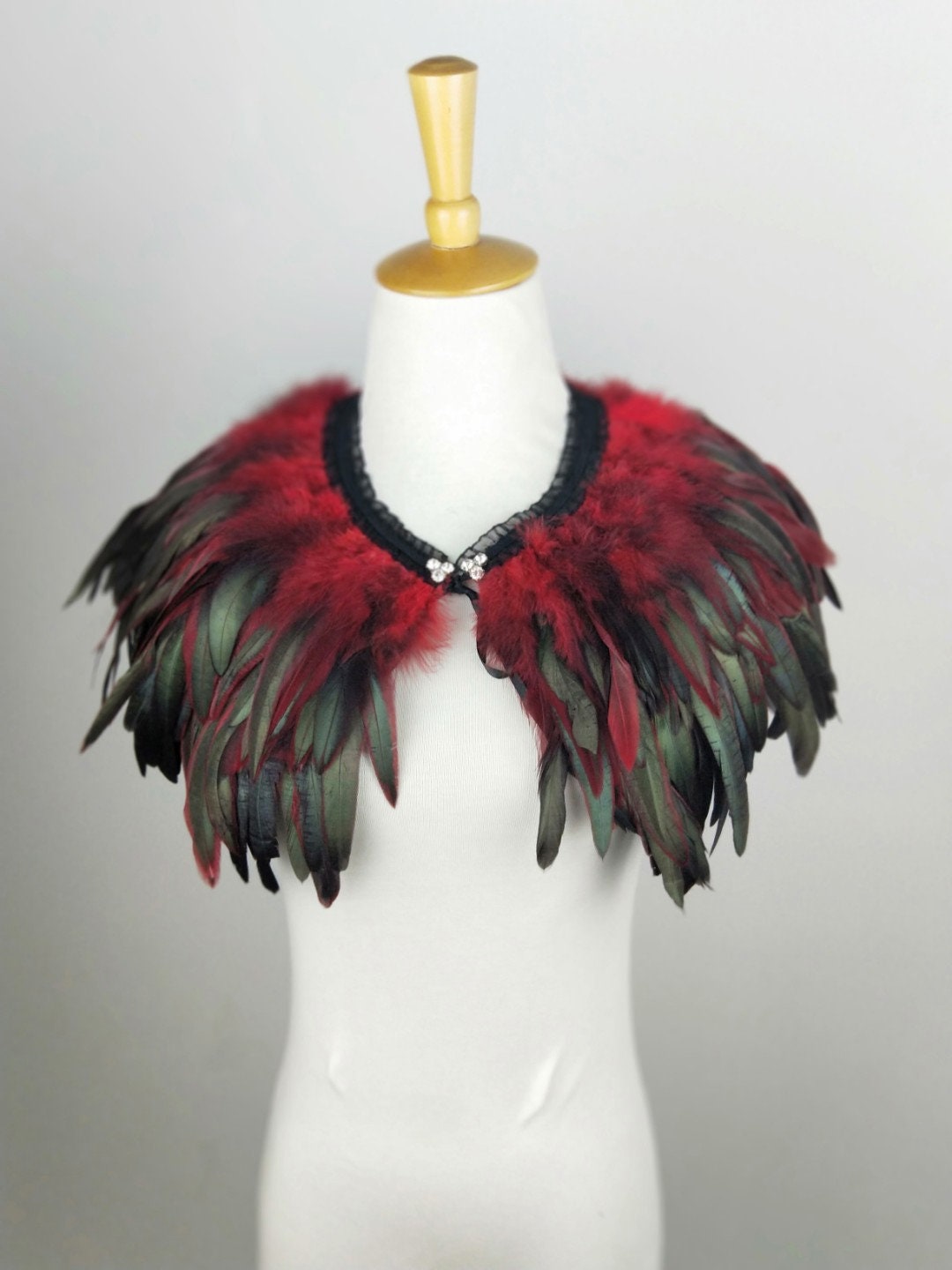 Deluxe Black&red Feather Collar or Cape, Fantasy Feather Collar for ...