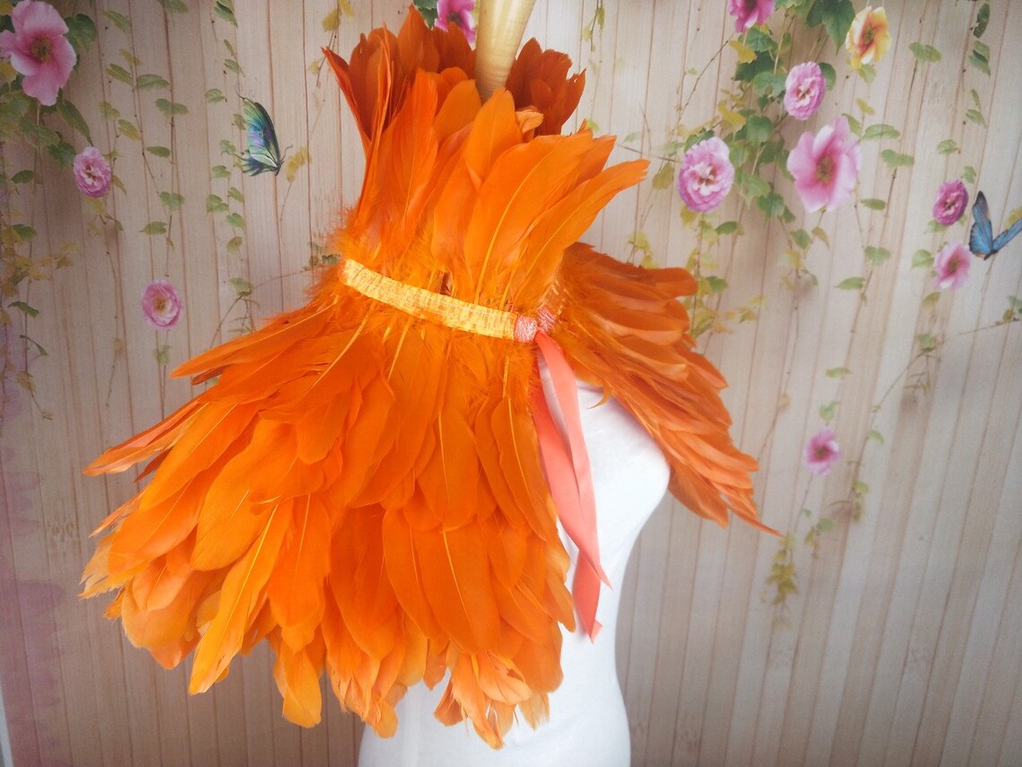 Deluxe Orange Feather Collar or Cape Fantasy Feather Collar - Etsy