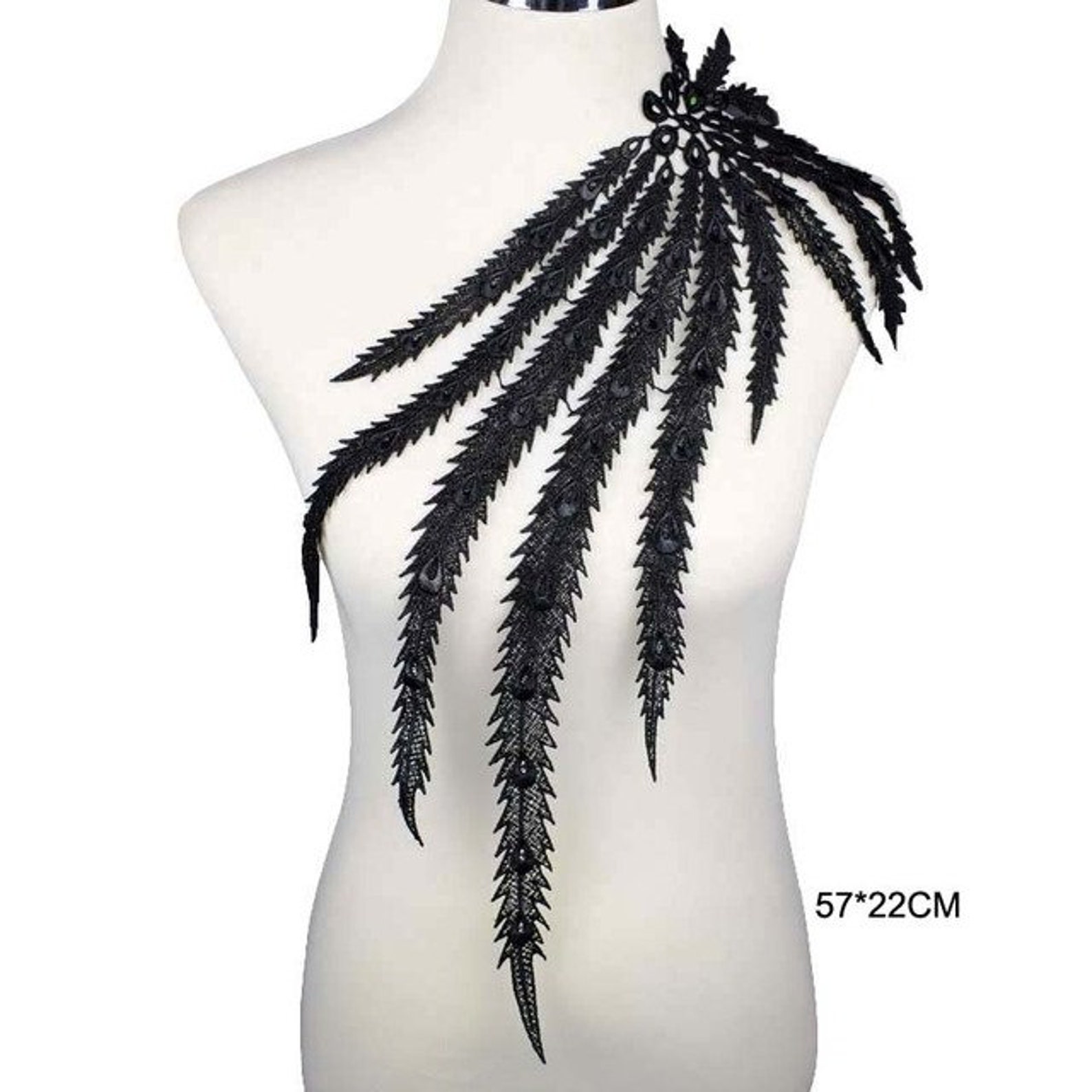 1 Pc Black Flower Neckline Collar Lace Applique Fabric for - Etsy