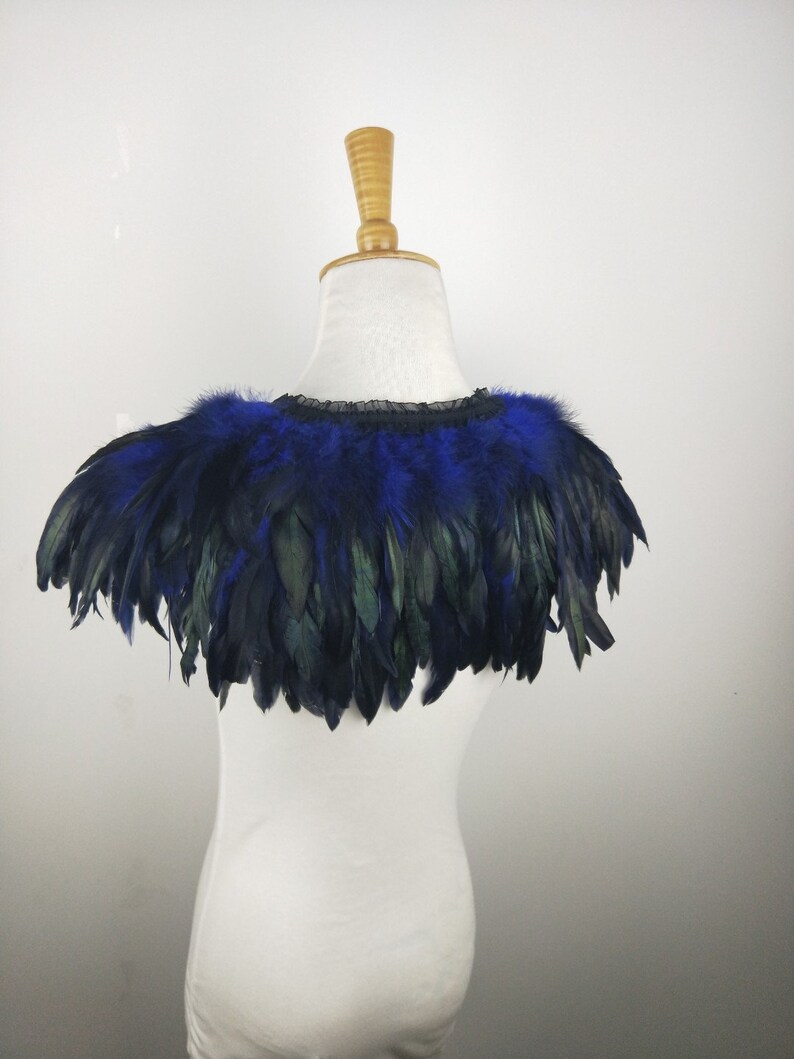 Deluxe Royal Blue Feather Stripe Collar or Cape Fantasy - Etsy
