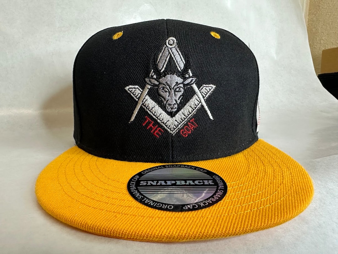 The Goat Freemason Square and Compass Masonic Flat Bill Hat or Trucker ...