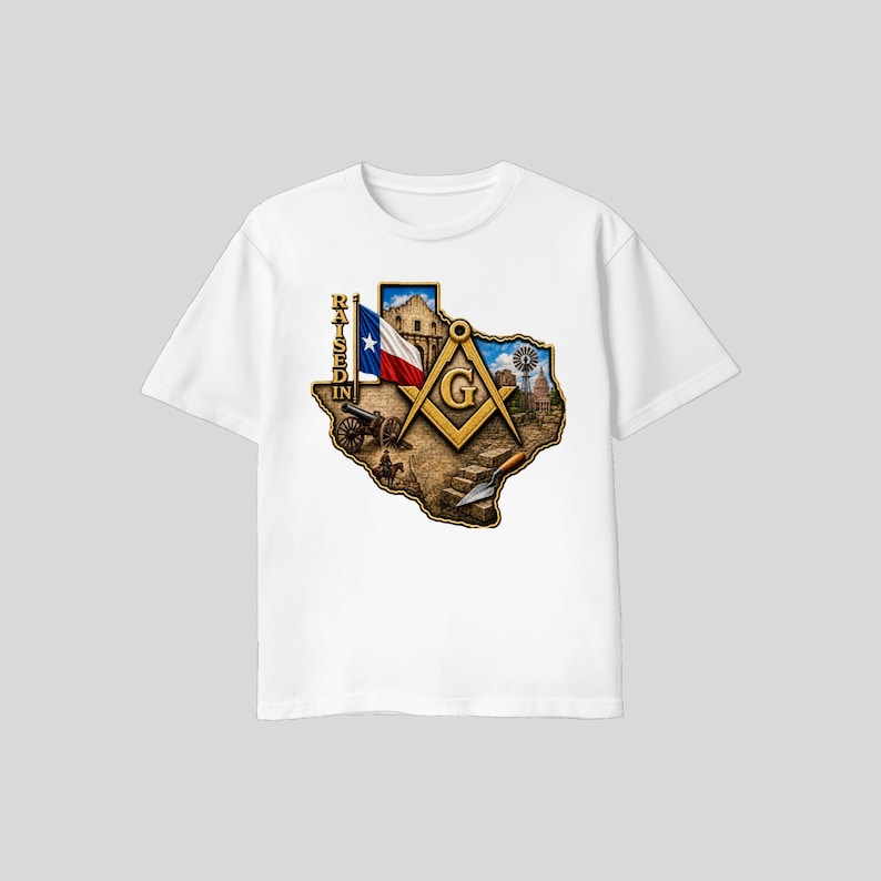 Masonic Raised in Texas Freemason DTF T-shirt-masonic Tshirt Freemason ...
