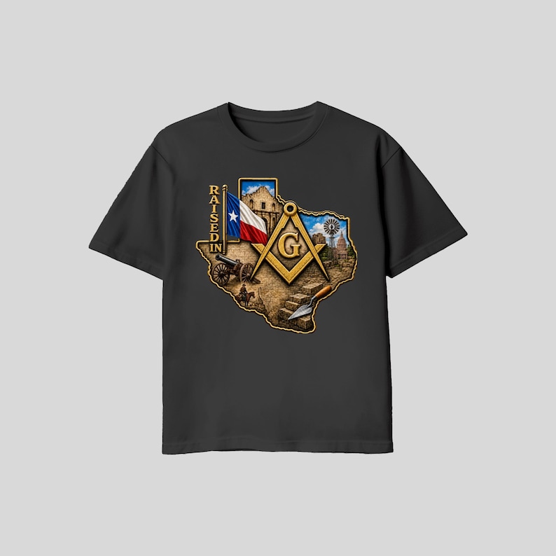 Masonic Raised in Texas Freemason DTF T-shirt-masonic Tshirt Freemason ...