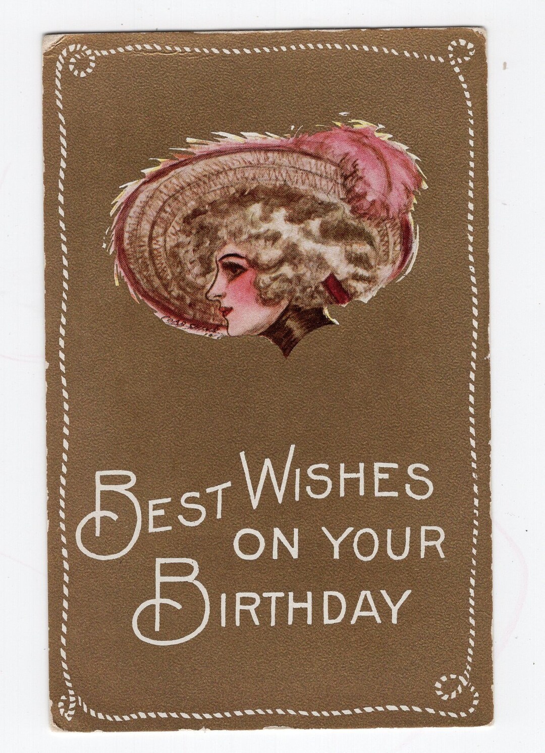 Antique Art Nouveau Deco Glamour Postcard, Happy Birthday, Glamour ...