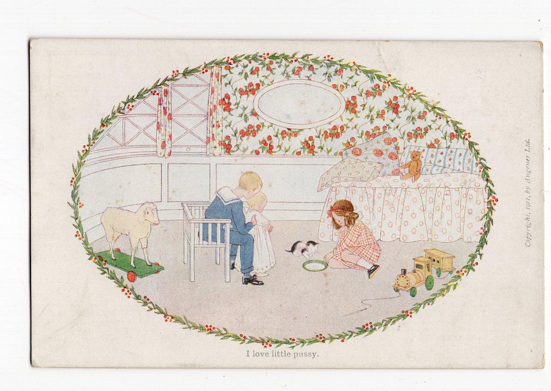 Antique Willebeek Le Mair Art Postcard Childhood, I Love Little Pussy ...