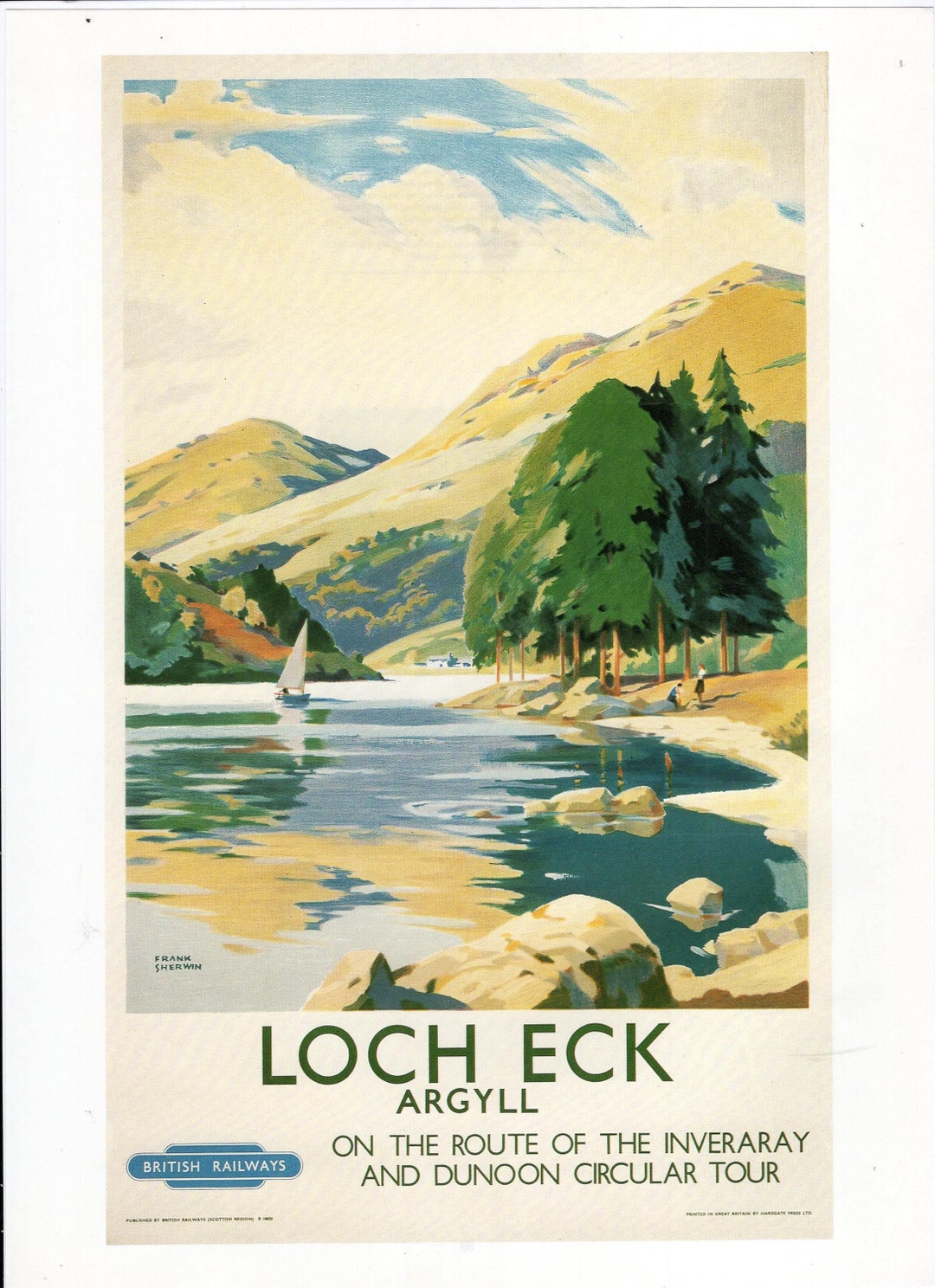 Vintage A4 British Railways Bookplate Poster - Lock Eck, Argyll ...