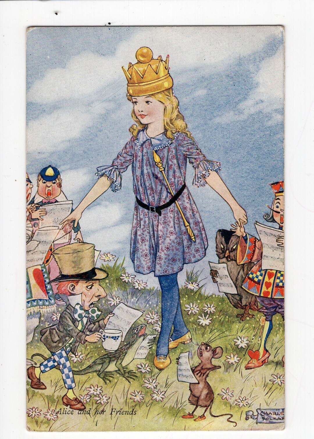 Antique Alice in Wonderland Art Postcard - Alice and Her Friends ...
