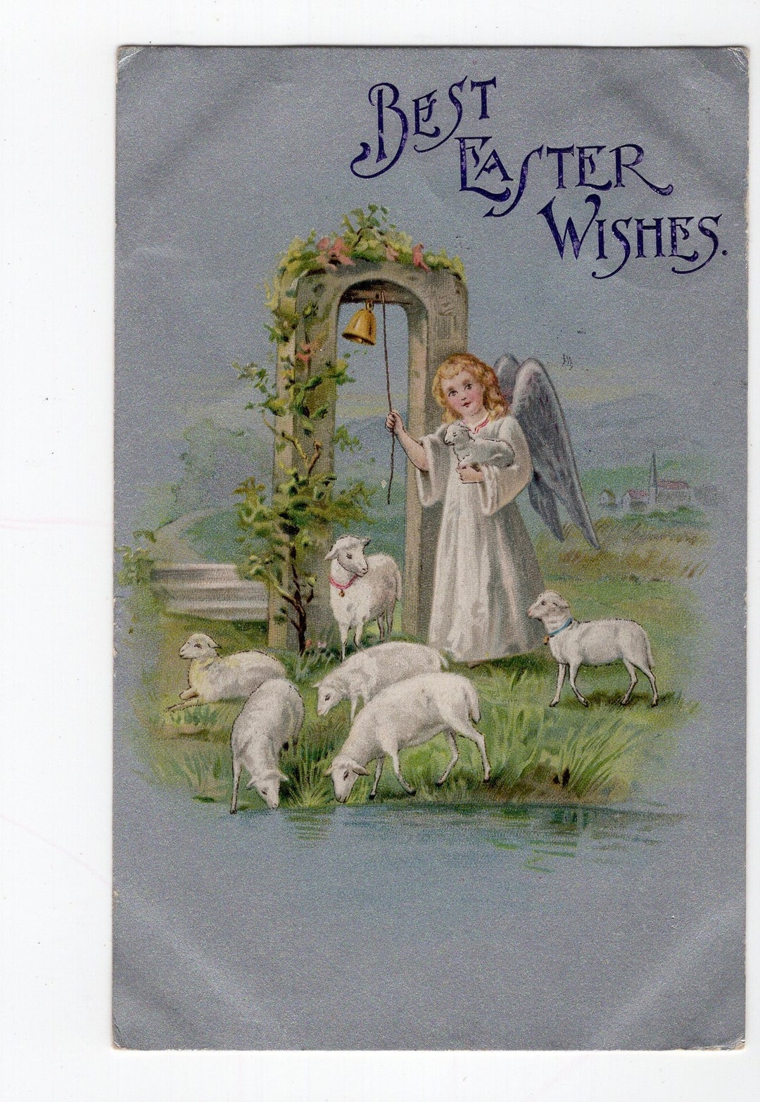 Antiques Angel Easter Postcard, Vintage Easter Card, Pretty Girl, Sheep ...