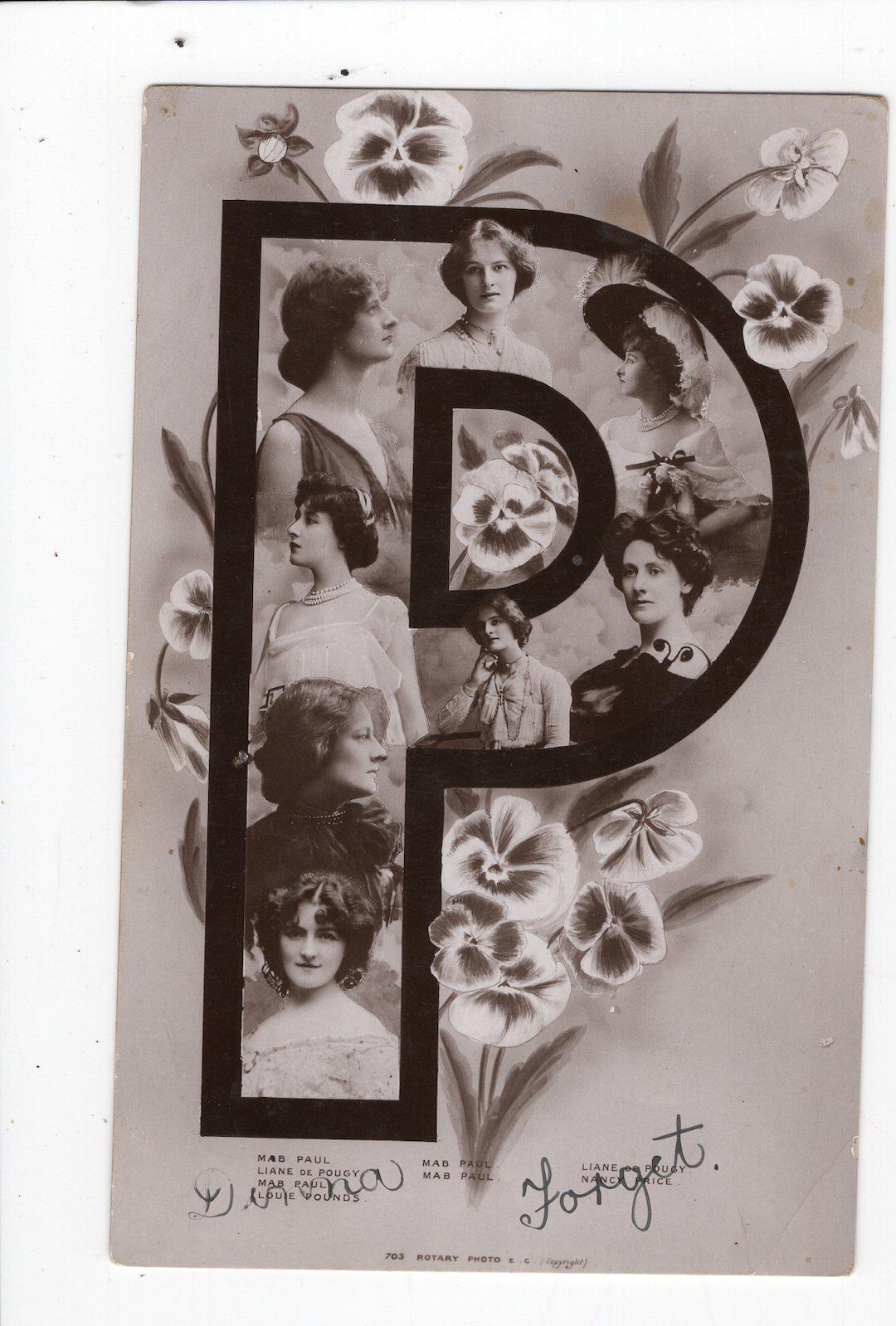 Antique Letter P Glamour Photo Postcard - Name Card, Alaphabet Card ...