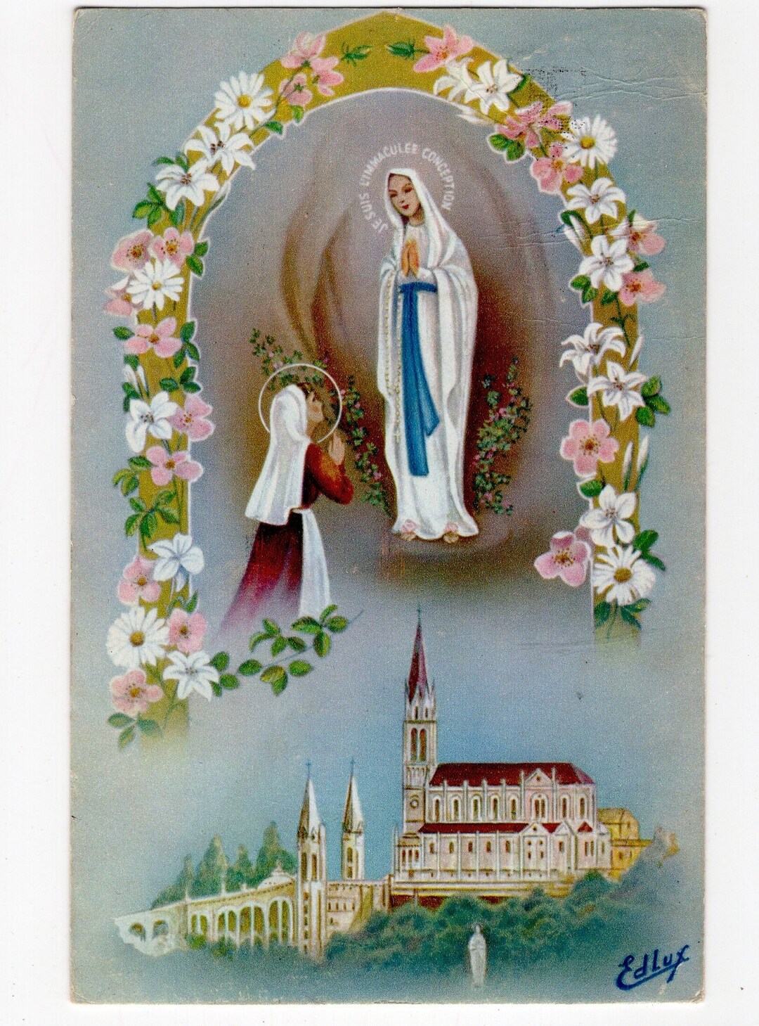 Antique Virgin Mary Postcard Lourdes Pilgrimage Catholic - Etsy