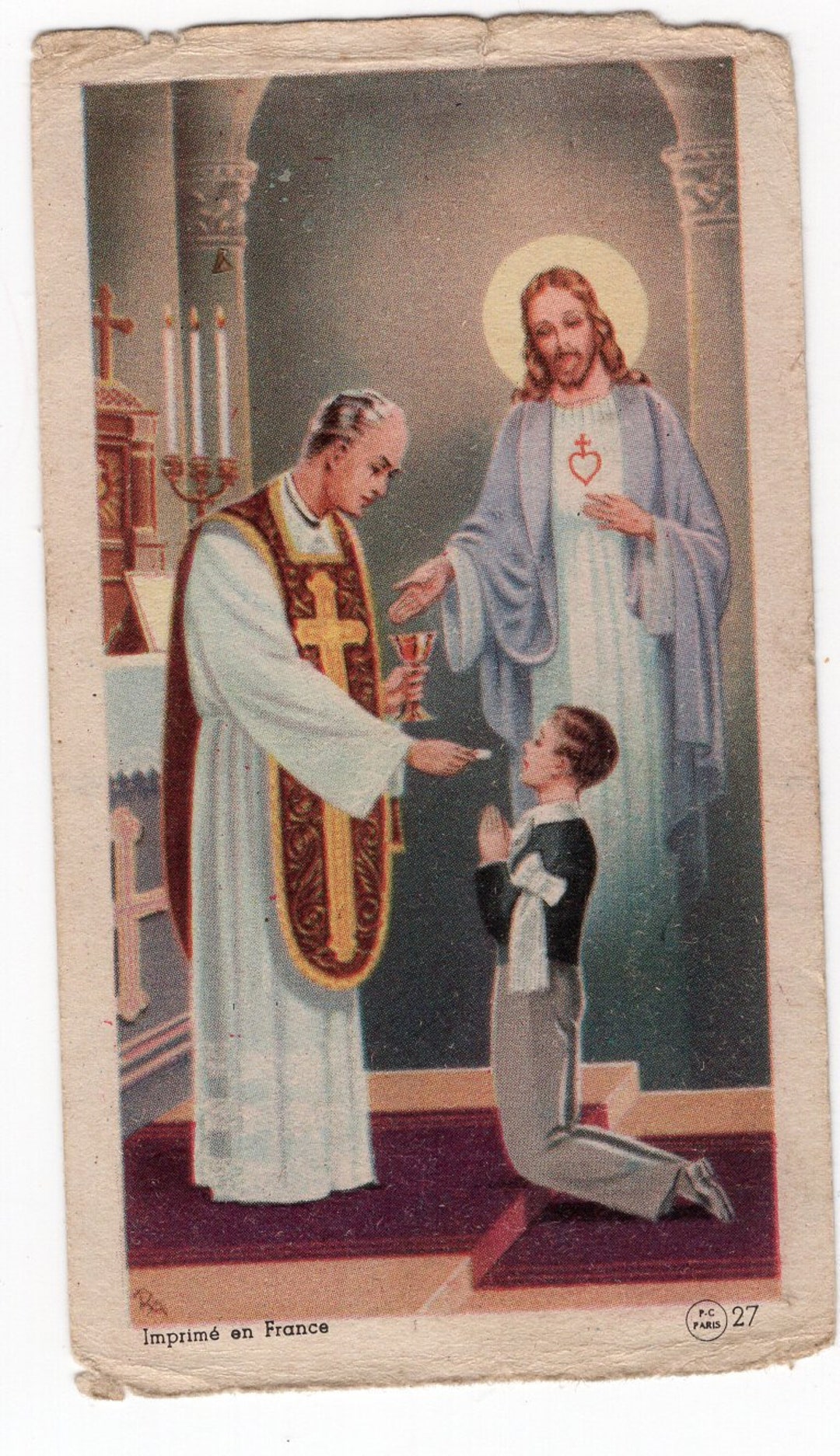 Antique Miniature French First Communion Card, Little Prayer Card ...