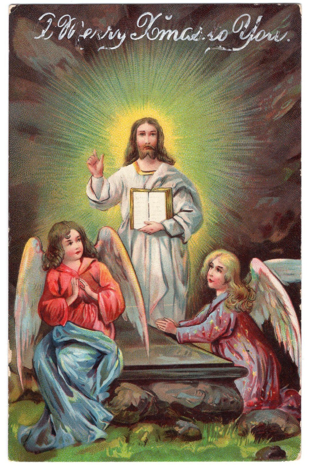 Antique Christmas Jesus Postcard, Vintage Christmas Card, Religious ...