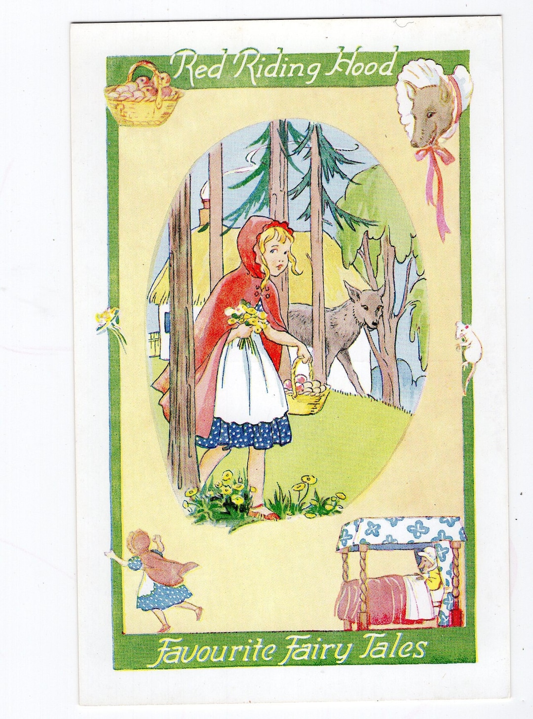 Vintage Little Red Riding Hood Postcard, Lorna Steele Midcentury ...