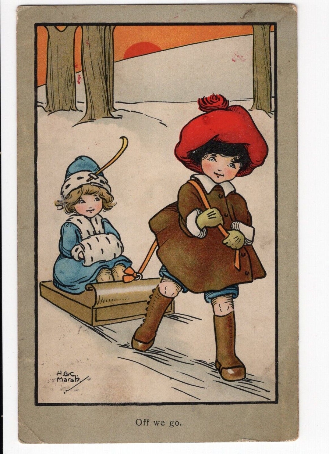Antique HGC Marsh Lambert Art Postcard Girls Playing in the - Etsy