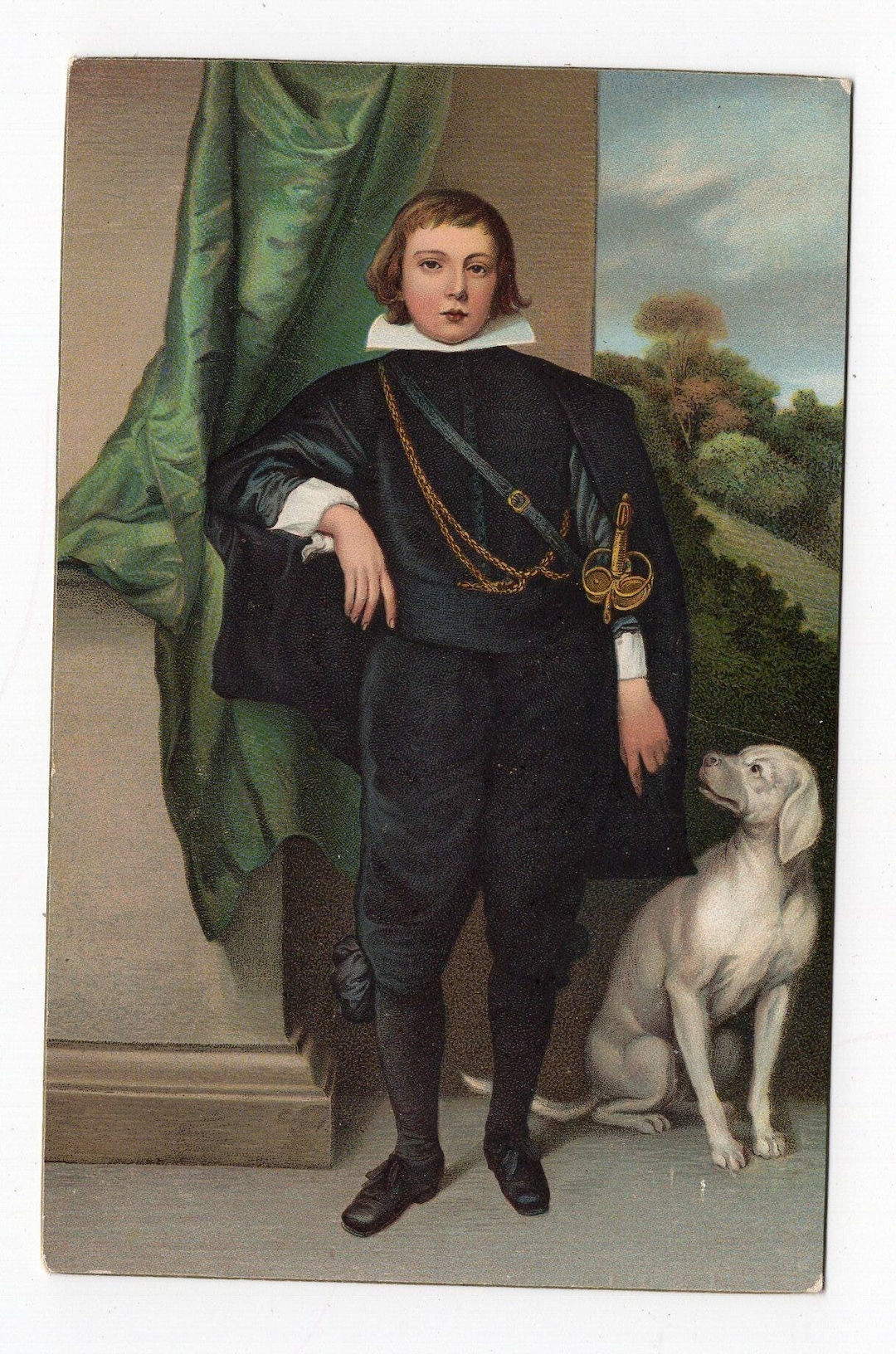 Antique Dandy Boy & His Dog Postcard - Van Dyck Art, Mans' Best Friend ...