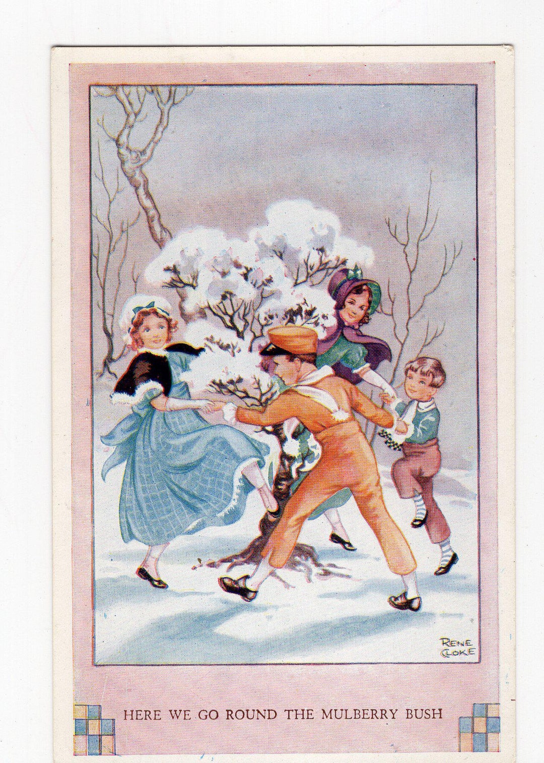 Vintage Antique Rene Cloke Children Art Postcard - Here We Go Round the ...