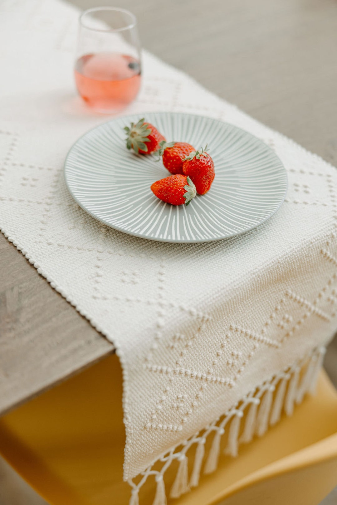 White Table Runner | Handmade Woven Table Runner | Home Decor | Kitchen ...