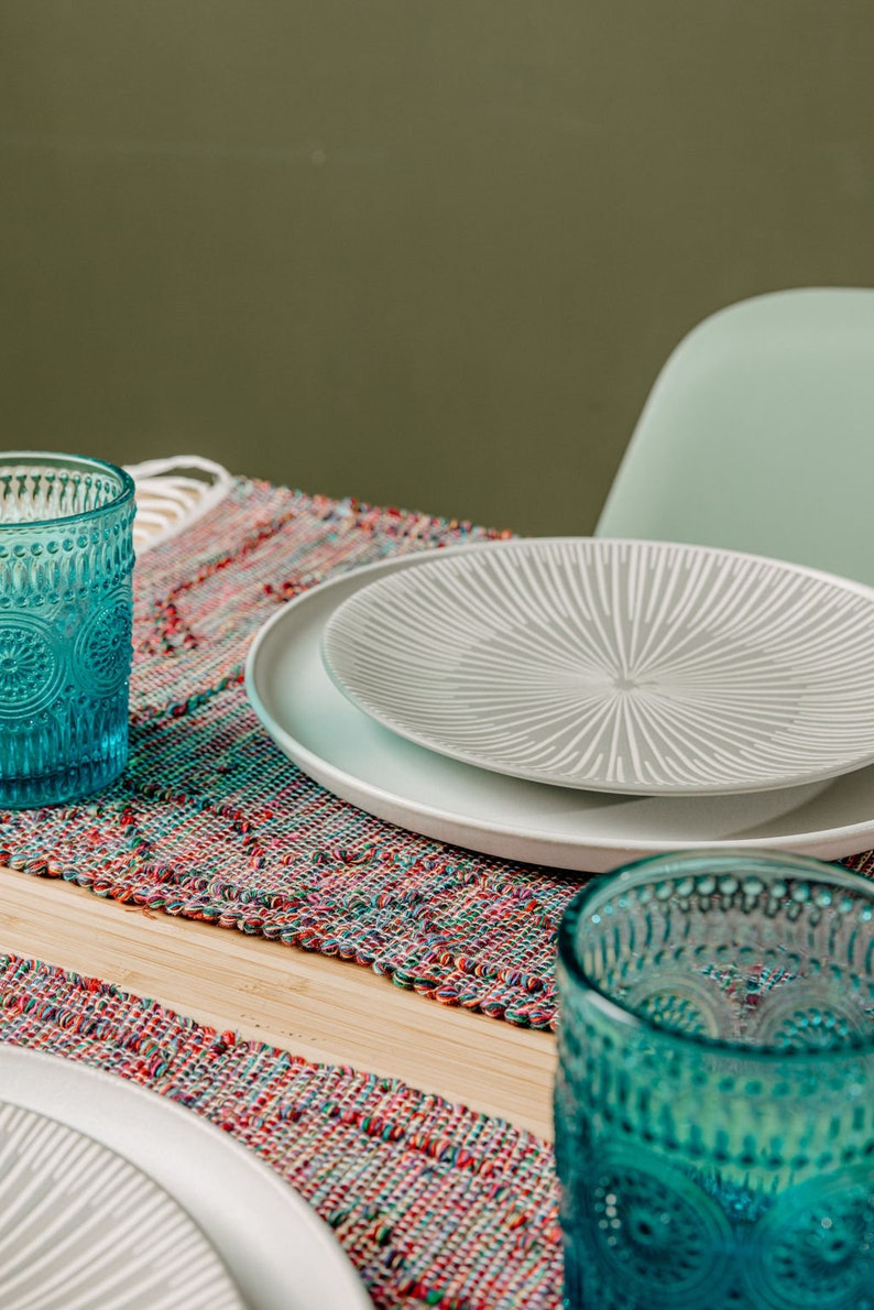Colorful Boho Placemats Set of 6 Handmade Woven Table Mats Eclectic ...