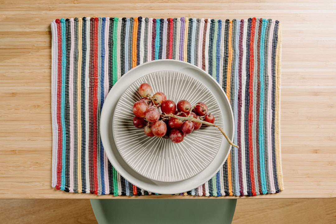 Colorful Boho Placemats Set of 6 Handmade Woven Table Mats Eclectic ...