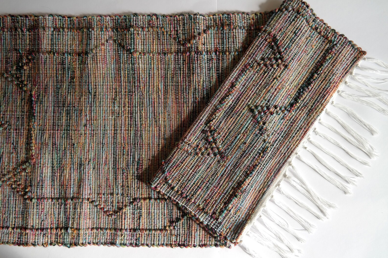 Rainbow Table Runner Handmade Woven Table Runner Home - Etsy