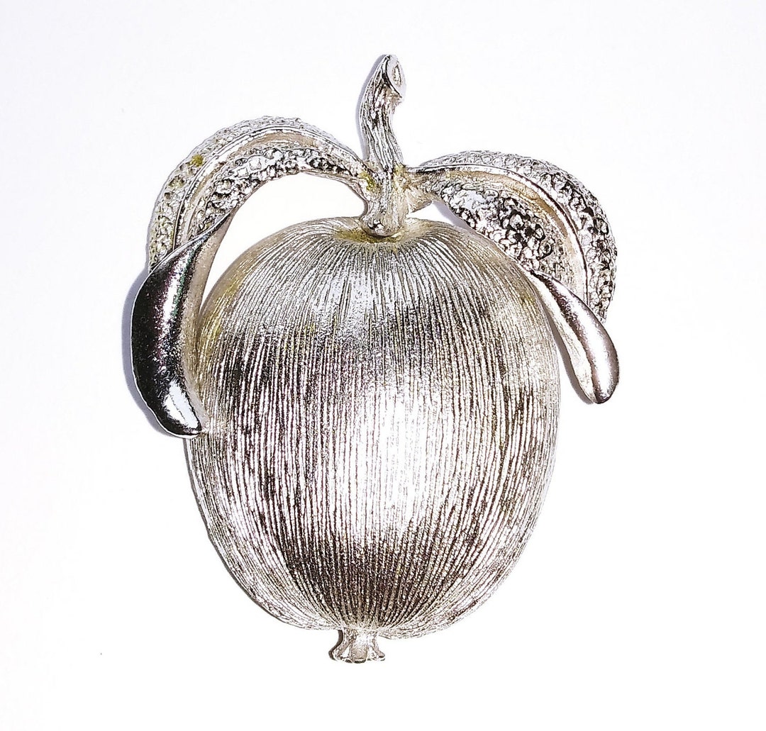 Silver Apple Brooch, Sarah Coventry Pin, Sarah Coventry Brooch, Big ...