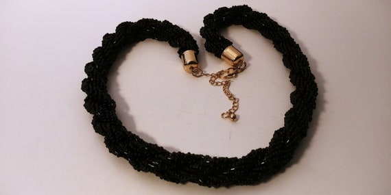 Black rope necklace, seed bead necklace, black twiste… - Gem