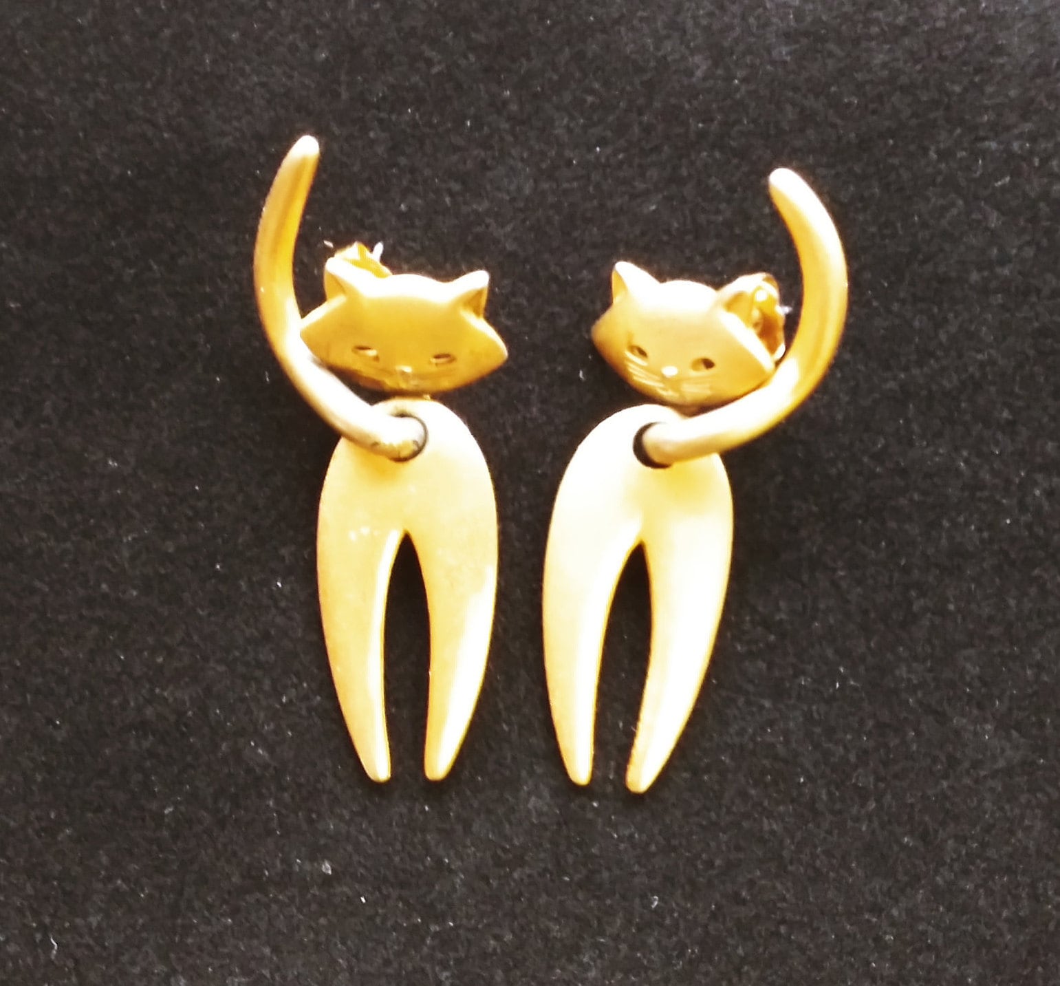 Vintage JJ Earrings, JJ Cat Earrings, Cat Dangle Earrings, Funny Cat ...