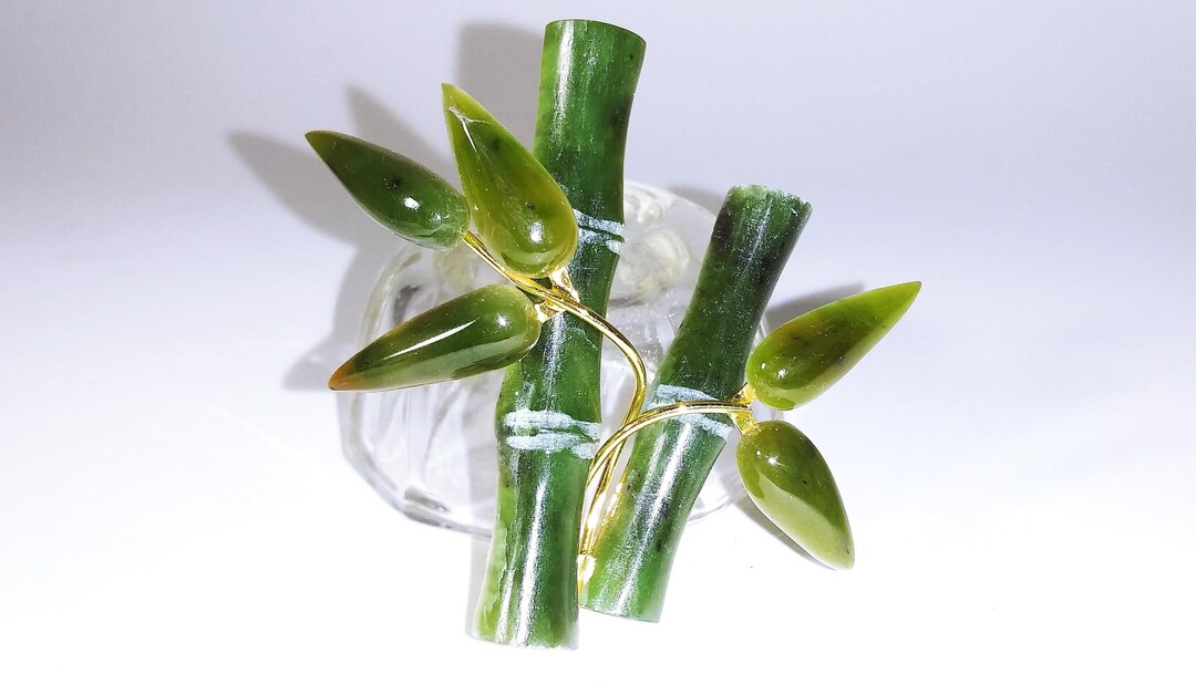 Bamboo Jade Pin, Nephrite Bamboo Pin, Bamboo Brooch Pin, Vintage Bamboo ...