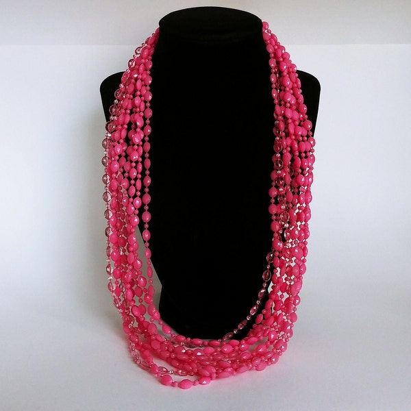 Bright Pink Necklace - Etsy